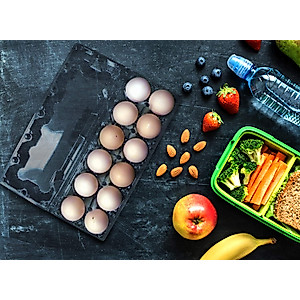 Large Egg Cartons 30 Packs with Sticker Labels , Plastic Egg Carton for 12 Eggs, Cheap Bulk Egg Tray Egg Container Holder for Refrigerator, Storage, Family, Chicken Farm, Market, Camping