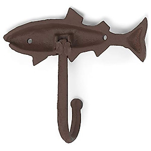 Textured Bronzetone Fish 6 x 5.5 Cast Iron Decorative Coat Towel Hook