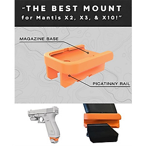 MagMount - Rail Mount Base Plate for Glock and Mantis X2, X3 and X10 | Fits Glock 17 19 22 23 26 | Magazine Base Plate Replacement (Orange)