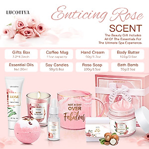 Birthday Gifts for Women Best Relaxing Spa Gifts Baskets Box for Her Wife Mom Best Friend Mother Grandma Bday Bath and Body Kit Sets Self Care Present Beauty Products Package Rose Scent