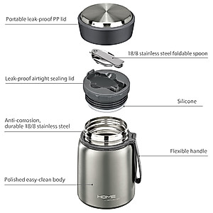 2 Pack Insulated Food Jar Thermos For Hot Food For Adults Kids(18oz,27oz), Lunch Box Stainless Steel Vacuum Soup Thermos Container Flask Keep Hot Cold With Spoon