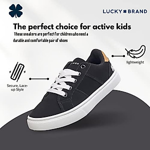 Lucky Brand Chase Kid’s Casual Lace-Up Sneakers Comfortable Unisex Childrens Running Walking Child Fashion School Sneaker Shoes for Boys and Girls (Little Kid) in Black Size 2
