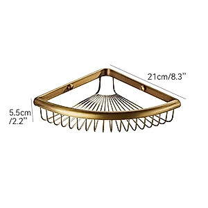 PEONYBATH Antique Bronze Brass Bath Corner Shelf Shampoo Holder, Wall Mounted Bathroom Hardware Accessories,Pattern Carving Design