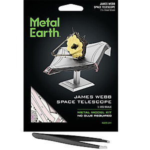 Fascinations Metal Earth James Webb Space Telescope 3D Metal Model Kit Bundle with Tweezers