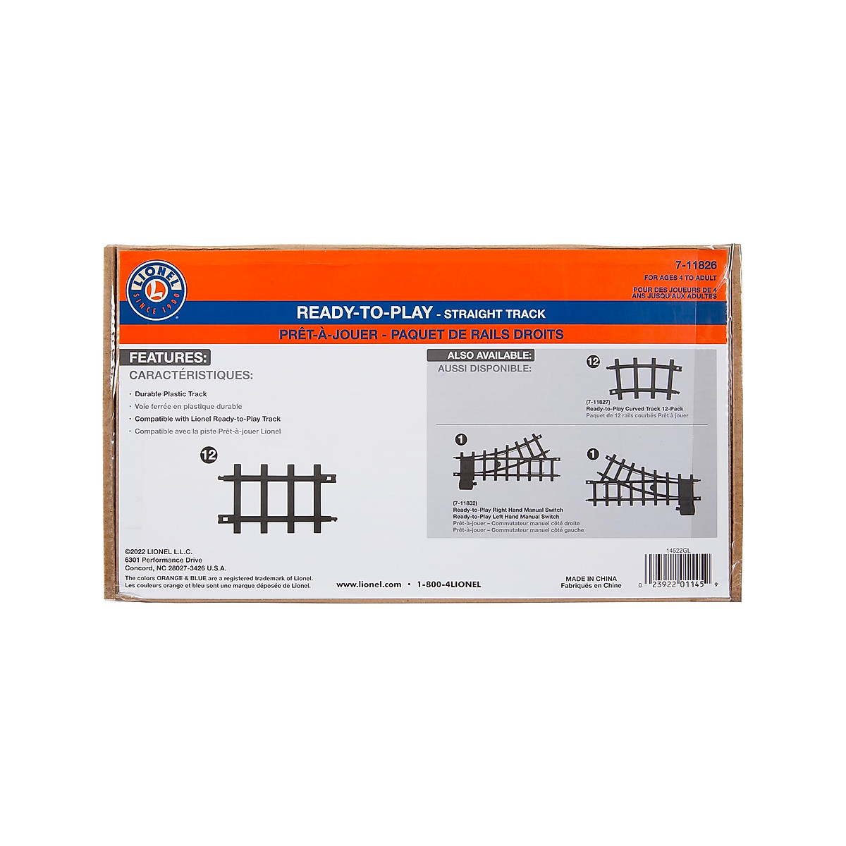 Lionel Ready-to-Play Straight Track Pack, 6-1/4”, 12 pieces, Black