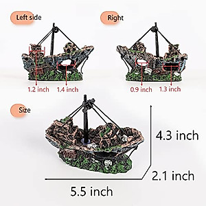 Raeasily Fish Tank Decoration - Aquarium Accessories,Shipwreck Decor,Resin Material Sunken Ship Decorations for Fish Favors, Multi, 10 * 10