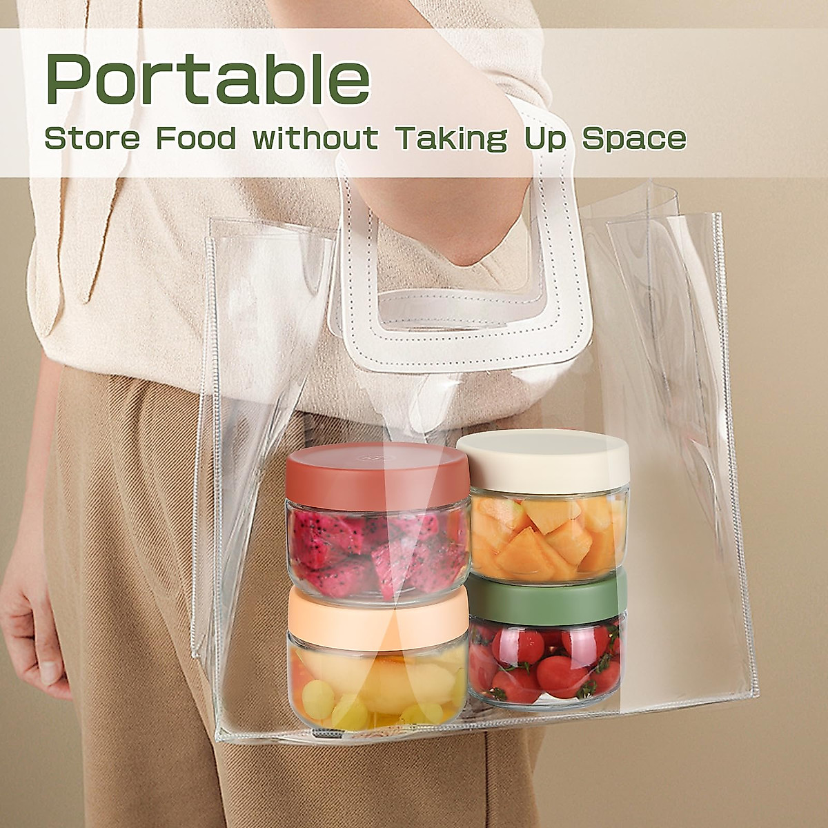 ZOEDO 10 OZ Glass Jar with Screw Lid,Wide Mouth Airtight Jar Overnight Oats Jars for Fruit, Salad,Spice, Candy, Jam, Seasoning,Meal Prep Containers,Canning Jar (4 Pack)