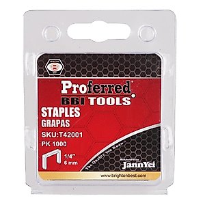 Proferred T42001 Staples, 1.2 mm Thick x 10.6 mm Wide, 1/4" (6 mm) Height