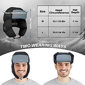 Botack Duck Down Mens Trapper Hat, Winter Warm Waterproof Ear Flap Down Hat for Hunting Camping Motorcycling Black