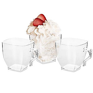 Disposable Coffee Cups - 240 Pcs Plastic Tea Cups - 2 oz Hard Plastic Clear Coffee Mugs - Drinking Tumblers - Bulk Tea Party Glass Set for Wedding, Christmas, Birthday Parties & All Occasions