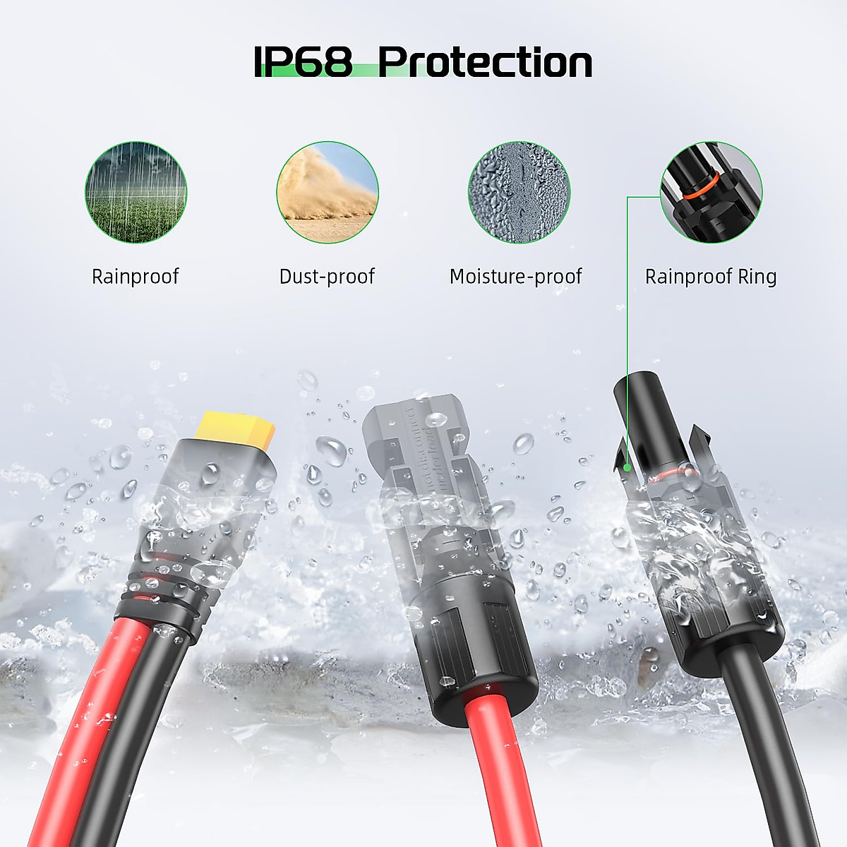 Bateria Power Solar to XT60 Charge Extension Cable, 12AWG 15Ft Solar Connector to XT60 Adapter Cable for Solar Panel to Portable Power Station Solar Generator LiFePO4 Battery RV