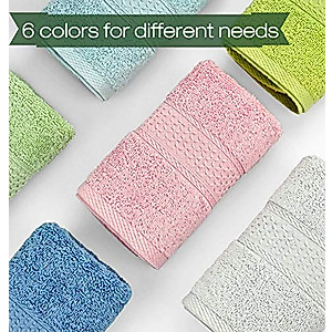 Cleanbear Cotton Hand Towels and Wash Cloths Set with Assorted Colors (6 Towels and 6 washcloths)
