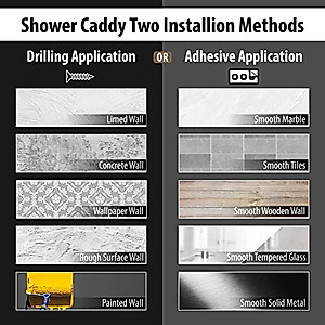 Temste Shower Caddy, Rustproof Shower Organizer with Phone Holder, Stainless Steel Shower Shelf for Inside Shower with Adhesive Hooks, Bathroom Organizer Shower Storage - 2 Pack