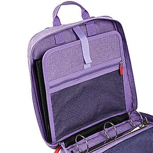 GXaryFulin Zipper Binder with Shoulder Strap & Handle, 3 O-Ring Binder for Office & School Supplies (2 inch, Purple)