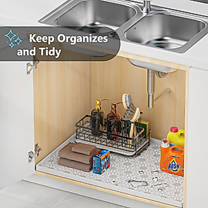 Under Sink Mat Kitchen Waterproof - 34" x 22" for Kitchen and Bathroom Cabinets Under Shelf Liner Organizer Non-Slip Surface Drip Tray Undersink Protector,Light Gray
