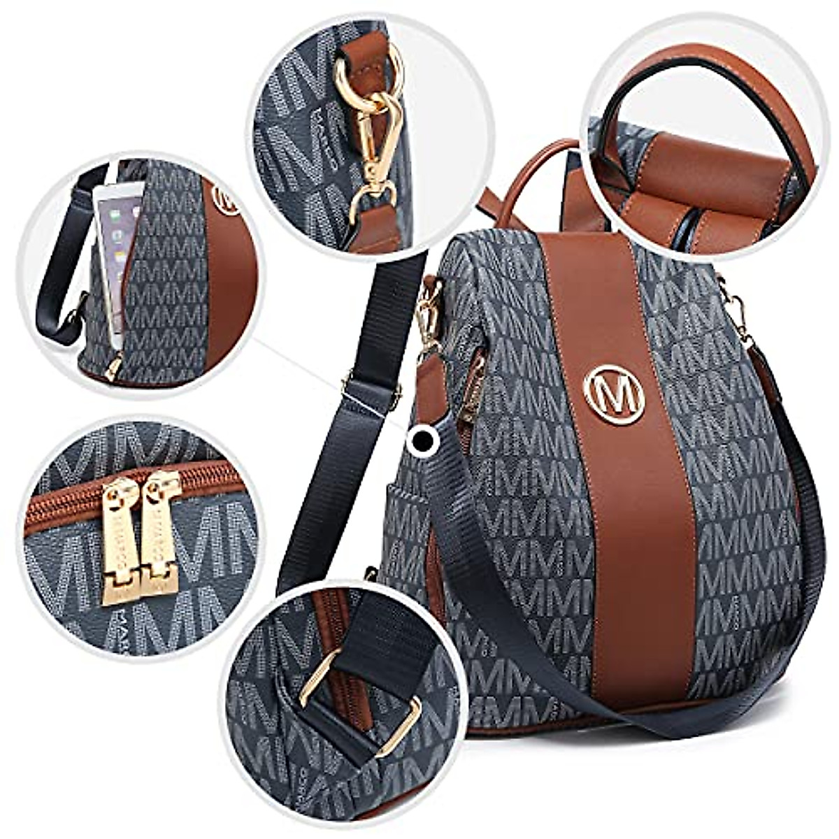 MKP Women Fashion Backpack Handbags with Matching Wallet