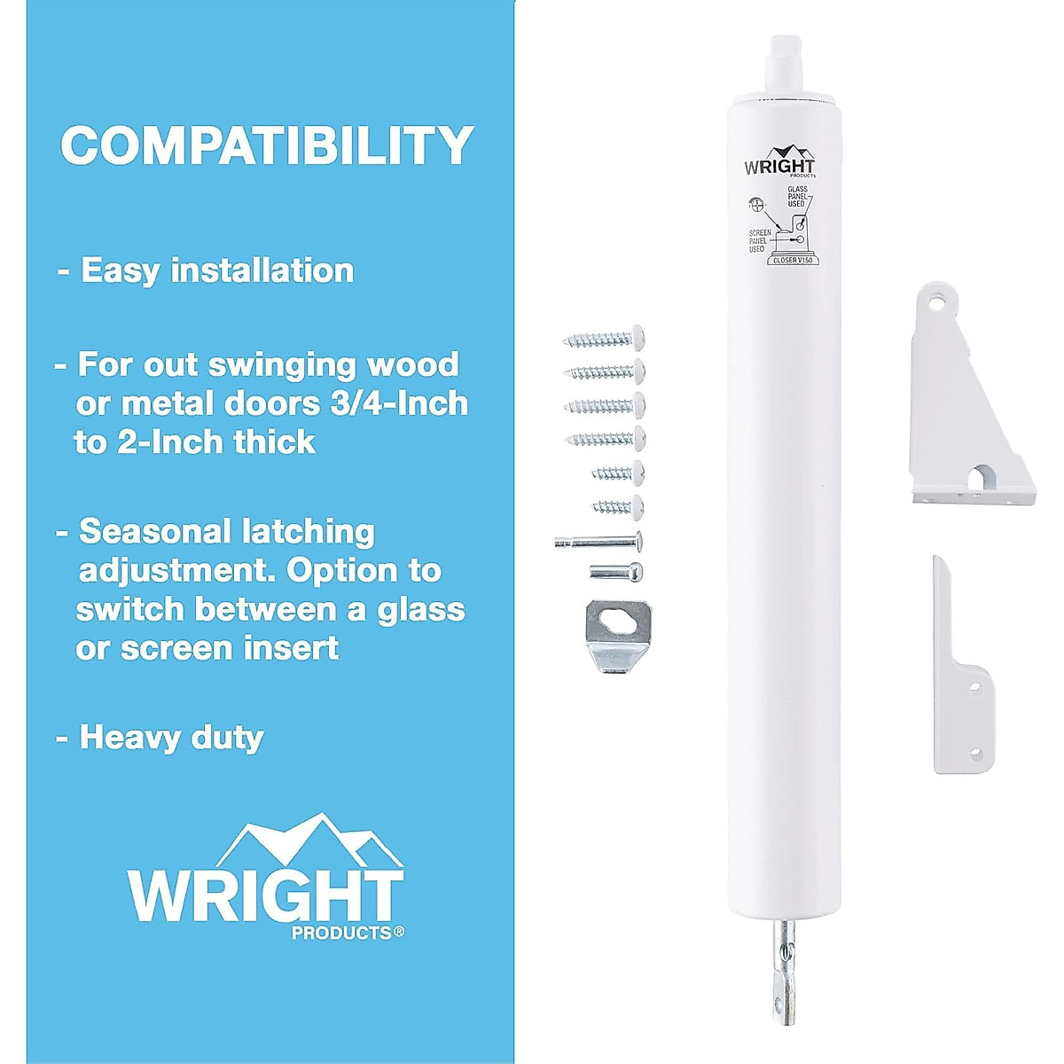 Wright Products V150WH Heavy Duty Pneumatic Closer, White