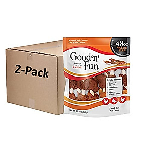 Good ’n’ Fun Triple Flavor Kabobs 48 Ounce, Rawhide Snack for All Dogs (2 Pack)