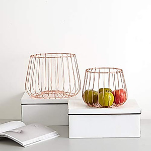 Urban Shop Wire Storage Bin, Rose Gold, 2 Count