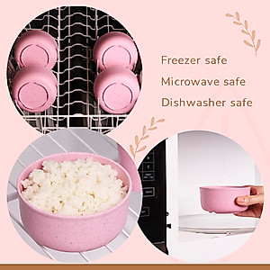 Wheat Straw Bowls Set of 4 Lightweight Reusable Plates - Microwave & Dishwasher Safe - Wheat Straw Dinnerware Sets - Cereal Bowl - Ramen Bowl Set - Soup bowls - Salad Bowl - Fruit Bowl