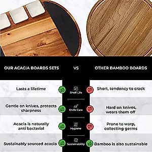 Premium Oval Charcuterie Board Cheese Board Set: Acacia Wood, Stainless Steel Knives - Christmas Gifts for Women, House Warming Gifts Ideas, New Home, Wedding Gifts for Couple, Bridal Shower