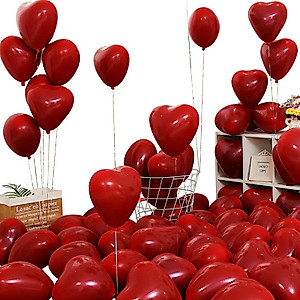 AnnoDeel 50pcs 10inch Red Heart Balloons, Red Heart thick Ruby Double Latex Balloons for Love Bride Wedding Valentine Day Party Decoration Supply