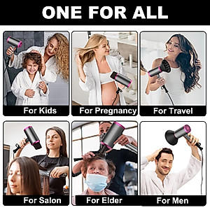 Roykoo 2000W Ionic Hair Dryer - Fast Drying, 3 Heat/2 Speed Settings, With Diffuser and Nozzles for Home and Travel Use