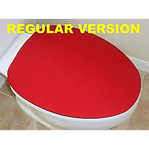Spandex Fabric Cover for a lid Toilet SEAT fits on Round & Elongated Models - Handmade in USA (Red)