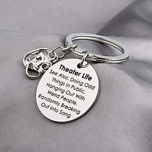 WSNANG Drama Theater Gifts Theatre Life Keychain Comedy Tragedy Mask Jewelry Broadway Musical Jewelry Drama Teacher Gift (Theater Life KC)