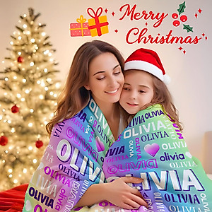 Personalized Blanket for Kids, Custom Name Blanket for Kids, Babies & Adults, Custom Baby Blanket, Unique Baby Gifts for Birthday Christmas Memorial Day-Rianbow