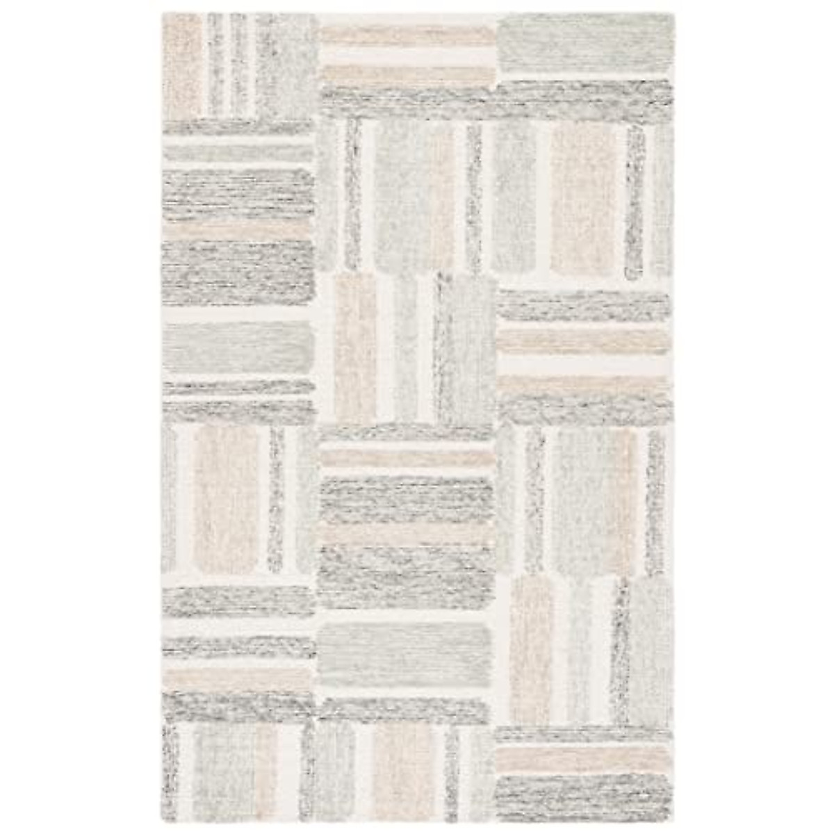 Safavieh Micro-Loop Collection 8' x 10' Ivory/Grey MLP954A Handmade Contemporary Wool Area Rug