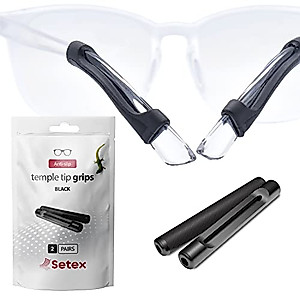 Setex Gecko Grip Temple Tip Grips for Glasses, (2 Black Pairs) USA Made, Innovative Microstructured Fibers Tips, 49mm Length & 7mm Width