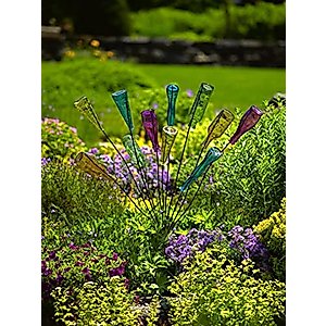 Gardener's Supply Company Classic Glass Bottle Tree Bush | Colorful Garden Decorative Bottle Holder & Outdoor Decor | Sturdy Powder Coated Steel Frame & Holds 12 Glass Bottles - (36" H)