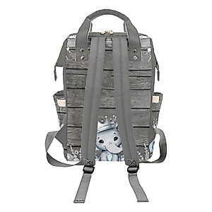 Liveweike Grey Elephant Flower Personalized Diaper Bags Backpack Custom Name Daypack Large Mommy Bag for Teen Girl Boy Student