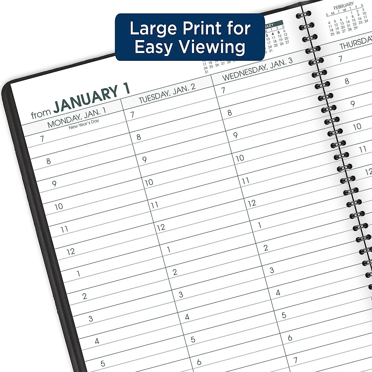 AT-A-GLANCE 2024 Weekly Appointment Book Planner, 8-1/4" x 11", Large, Large Print, Black (70LP010524)