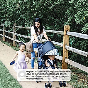 Jeep PowerGlyde Plus Stroller by Delta Children - Lightweight Travel Stroller with Smoothest Ride, Aluminum Frame, 4-Position Recline, Extra Large Storage Basket, Black