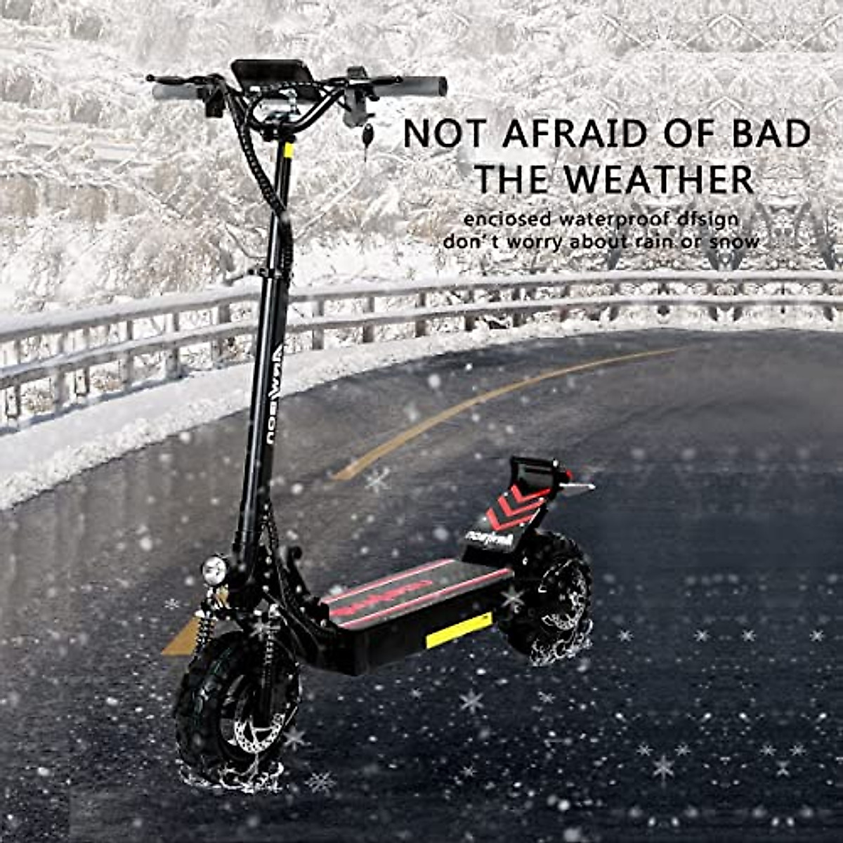 Recherclie Snow Electric Kick Scooter for Adults - 2500W Motor, Up to 30 MPH & 37 Miles, 48V/16AH, 11'' Heavy Duty Vacuum Off-Road Tire, Hydraulic disc Braking, Adult Electric Scooter Without Seat