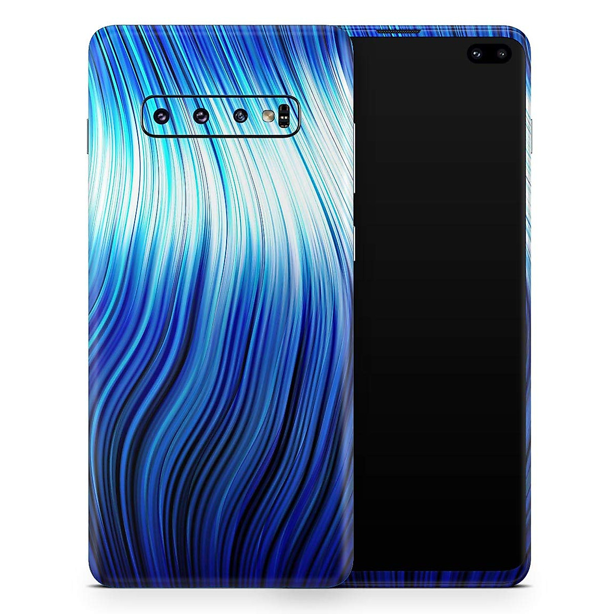 DesignSkinz Blue Vector Swirly HD Strands Protective Vinyl Decal Wrap Skin Cover Compatible with The Samsung Galaxy S20 (Screen Trim & Back Glass Skin)