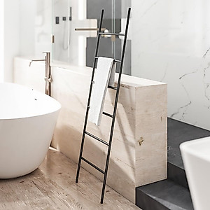 Standing Towel Racks 6 Tier Blanket Holder Blanket Ladder Rack Wall Mounted Metal Standing Towel Drying Storage Rack for Bathroom Floor (Size : Gold)