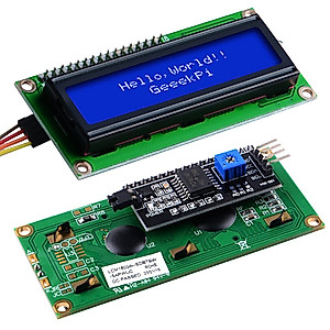 GeeekPi 2-Pack I2C 1602 LCD Display Module 16X2 Character Serial Blue Backlight LCD Module for Raspberry Pi Arduino STM32 DIY Maker Project Nanopi BPI Tinker board Electrical IoT Internet of Things