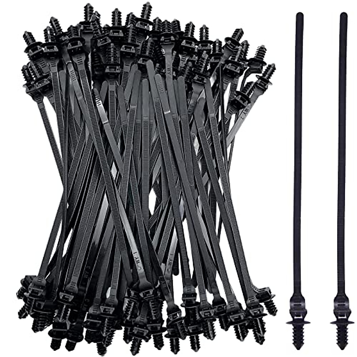 80 Pack Nylon Push Mount Cable Zip Tie, 8.3"x0.18" Heavy Duty Nylon Push Mount Self Locking UV Resistant Assortment for Indoor Wire Tying (Black)
