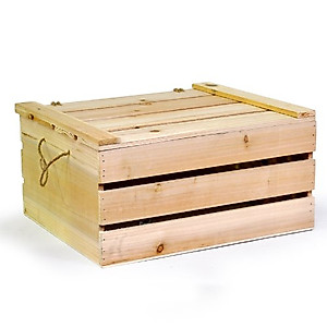 The Lucky Clover Trading Storage Box with Swing Lid Crate, Natural Wood