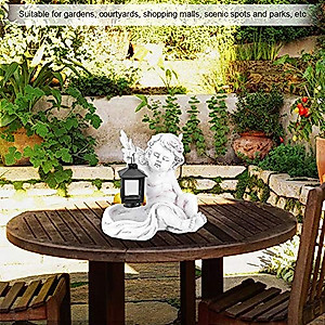 Ruiqas Candles Holder Outdoor Resin Landscape Lamp Home Garden Lawn Lamp Fairy Angel Light Decoration Sculpture Craft