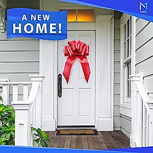 Mata1 Giant Car Bow (Red, 30 inch) Big Gift Wrapping Bow for Large Gift Decoration, Giant Indoor/Outdoor Bow with 2 Ribbon Tails and 2 Suction Cups (No Magnets that Scratch)
