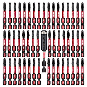 GEINXURN Impact Tough #2 Square 2 in. Insert Driver Bits,50Pack SQ2 Screwdriver Bits Set 2”Long with 1Pcs Impact Bit Holder,Bulk