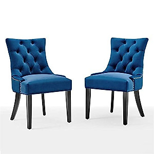 Modway Regent Tufted Performance Velvet Dining Side Chairs - Set of 2, Navy