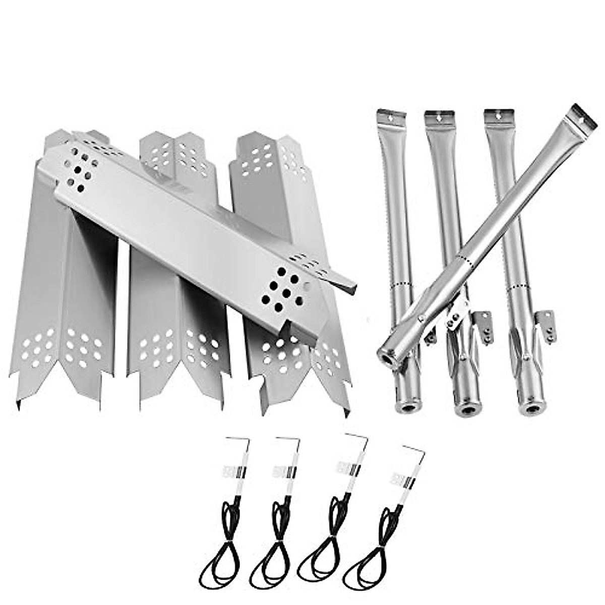 BBQration Stainless Steel Replacement Kit for 4-Burner Nexgrill 720-0830H, 720-0888, 720-0894F, Replacement Parts for Home Depot Nexgrill 720-0830H, Burner Tubes, Heat Shield Tent and Igniters Kit