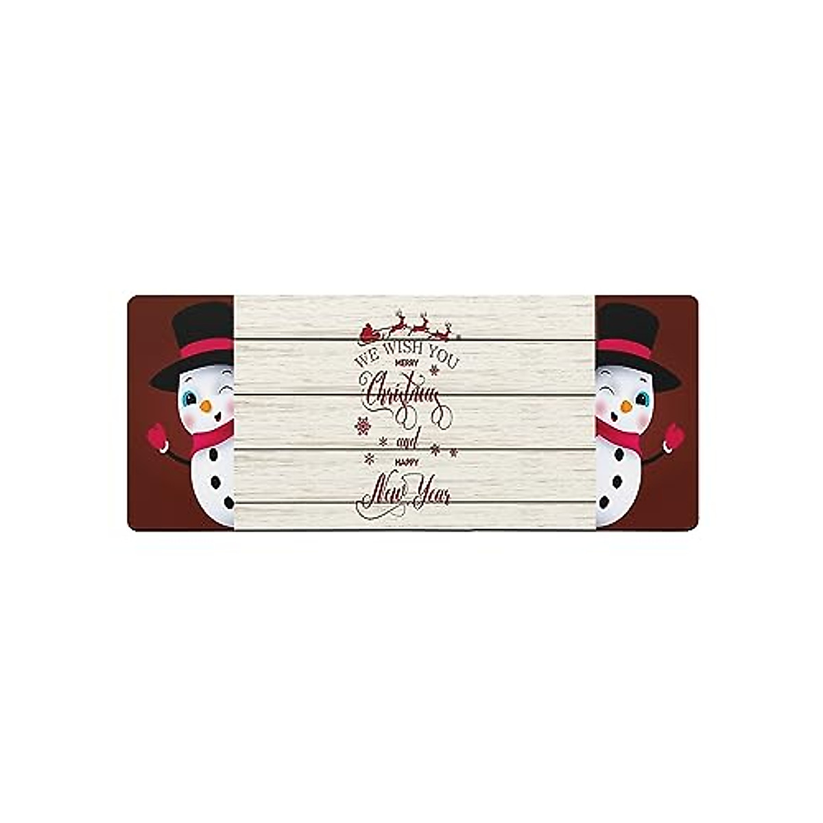 Christmas Bath Mat for Tub,Non Slip Bathroom Floor Runner Rug Quick Dry & Absorbent Diatomaceous Earth Shower Sink Kitchen Washable Doormat,Xmas Snowman Winter Snowflake Santa Reindeer Red 16"x47"