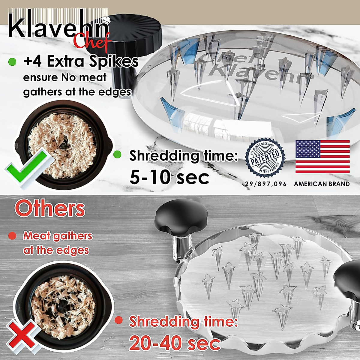 Chicken Shredder Tool Twist, Visible Meat Shredder with Brush and Detachable Plate, Ergonomic Handle, Anti-Slip, Dishwasher Safe, Heat Resistant, BPA Free, Suitable for Pork Beef Chicken (Black)