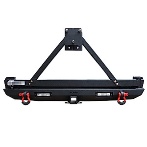 Ronghui Cherokee XJ Rear Bumper with Spare tire carrier and D-Rings Compatible with 1984-2001 Cherokee XJ